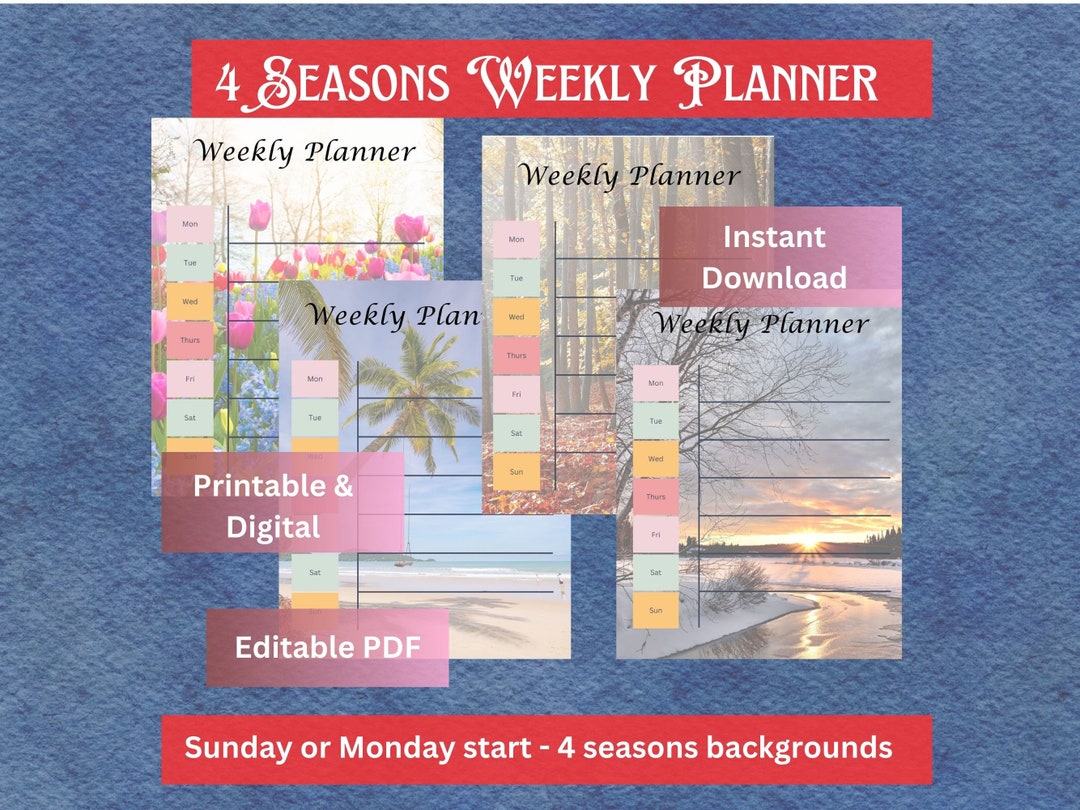 Weekly Planner - 4 Seasons | Instant Download | Organiser | Printable ...