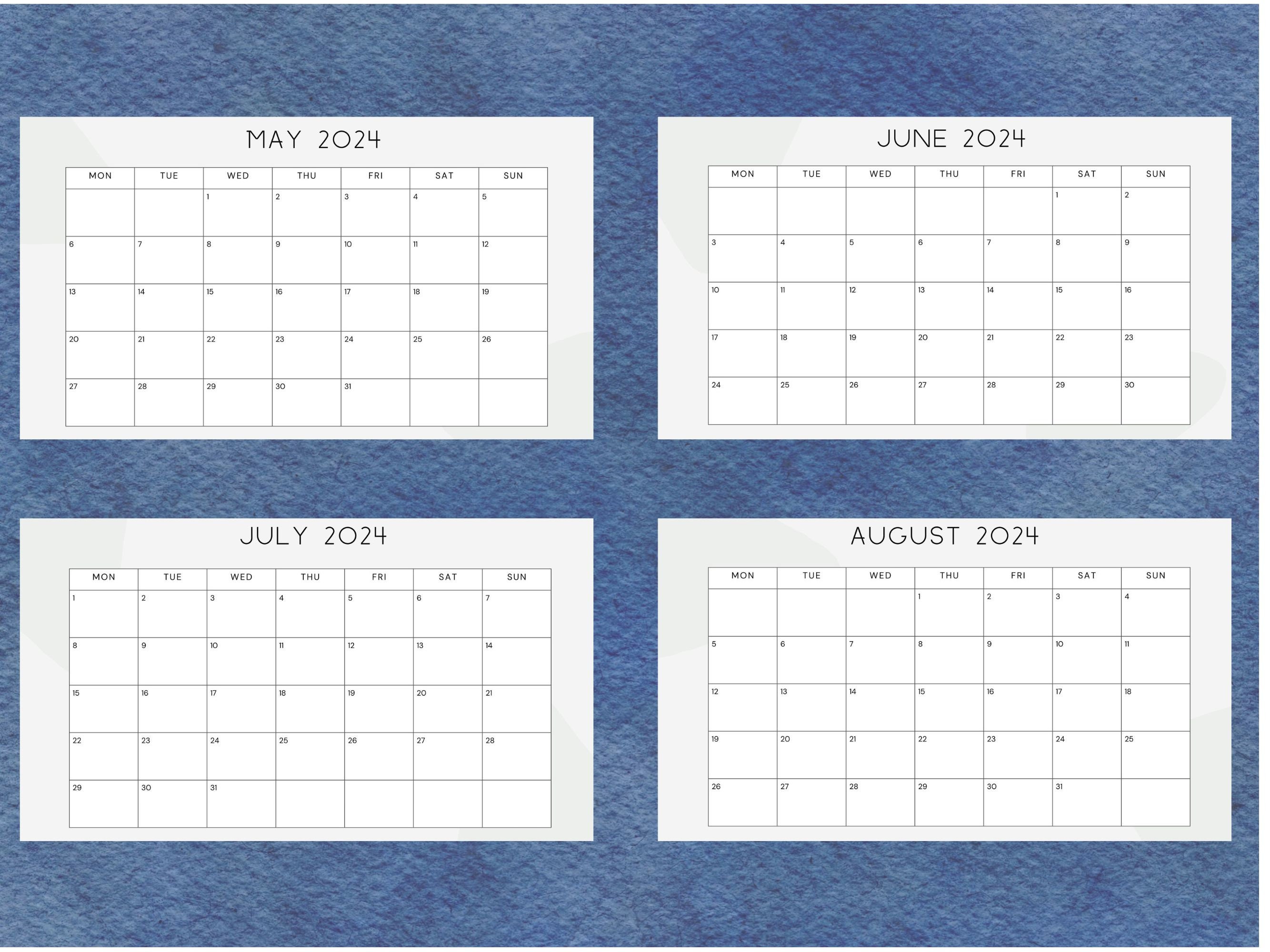 2024 Minimalist Calendar Digital Download Editable Calendar Printable ...