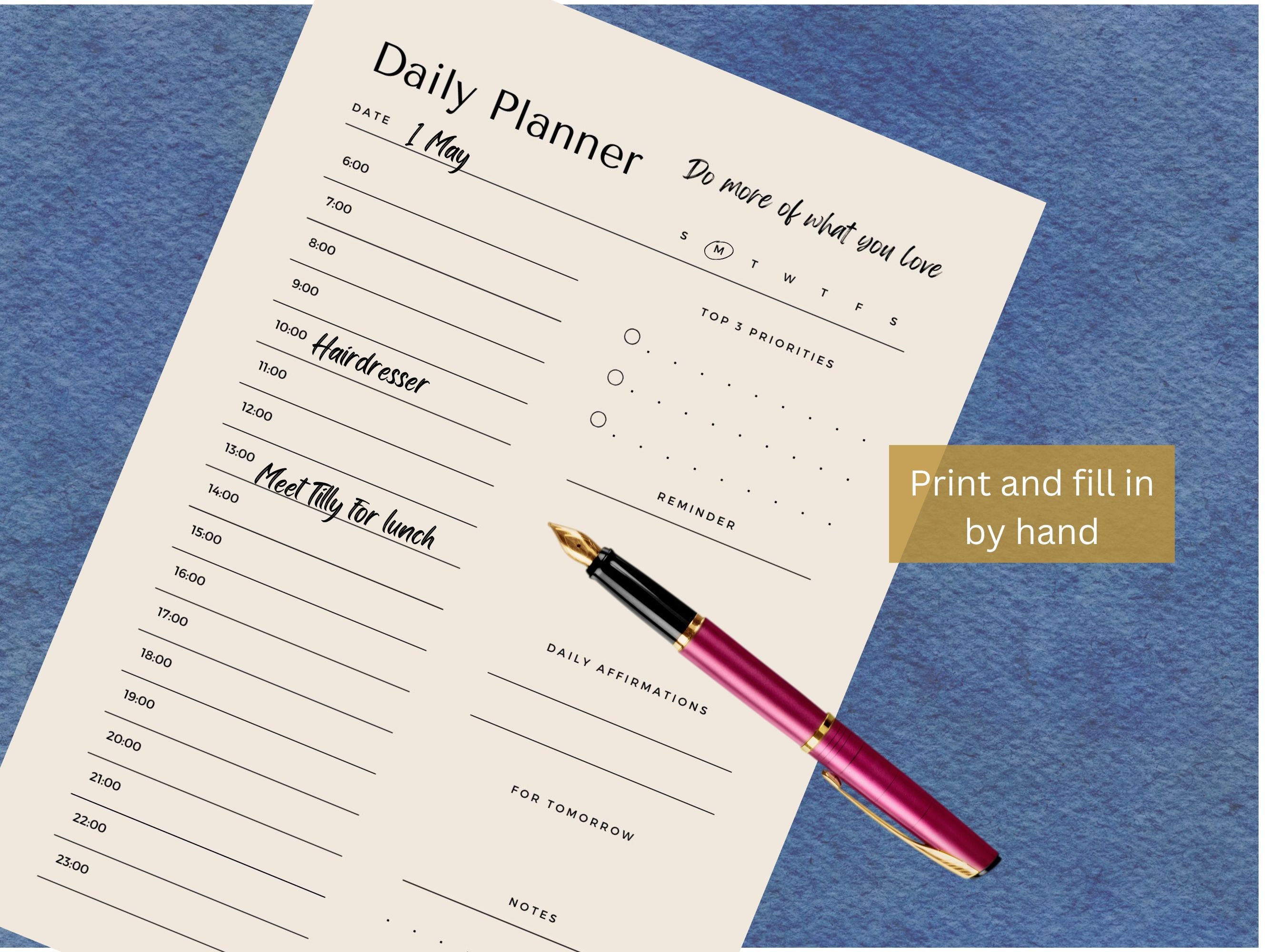 Digital/printable Daily Planner Instant Download Organiser - Etsy
