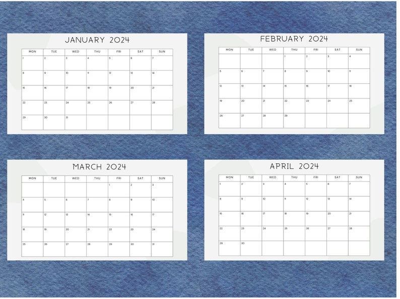 2024 Minimalist Calendar Digital Download Editable Calendar Printable ...