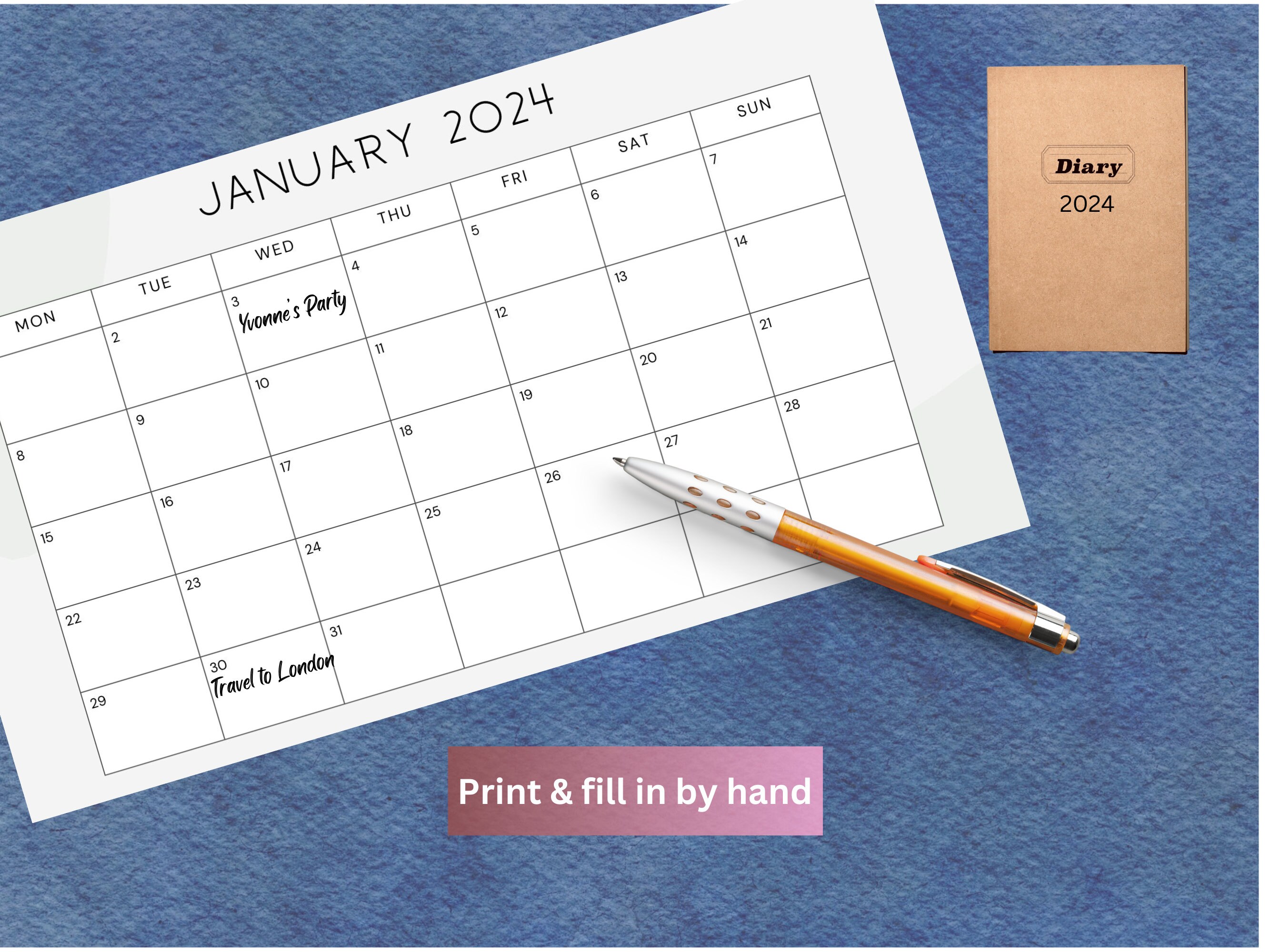 2024 Minimalist Calendar Digital Download Editable Calendar Printable ...