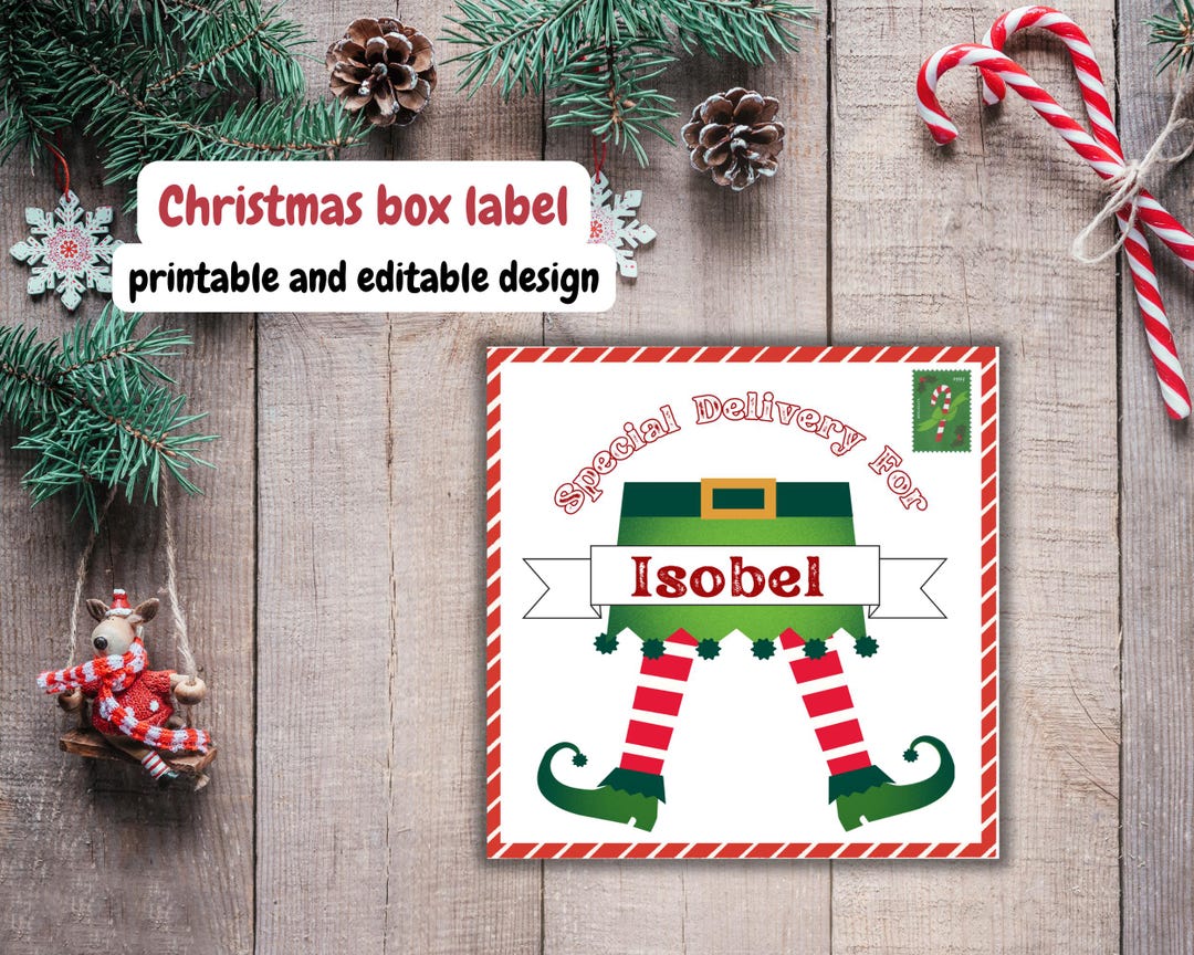 Editable Christmas Box Label Christmas Eve Gift Box Sign Personalised ...