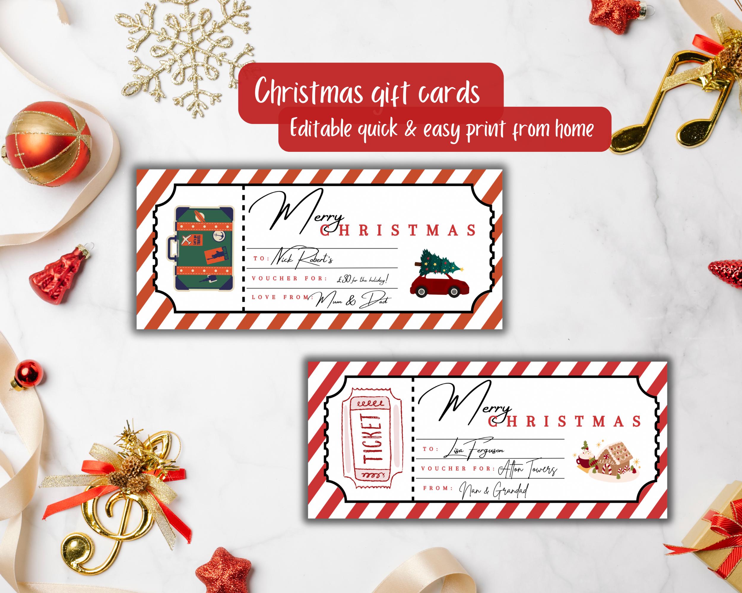 Christmas Gift Voucher Printable | Personalised Editable Holiday Money ...