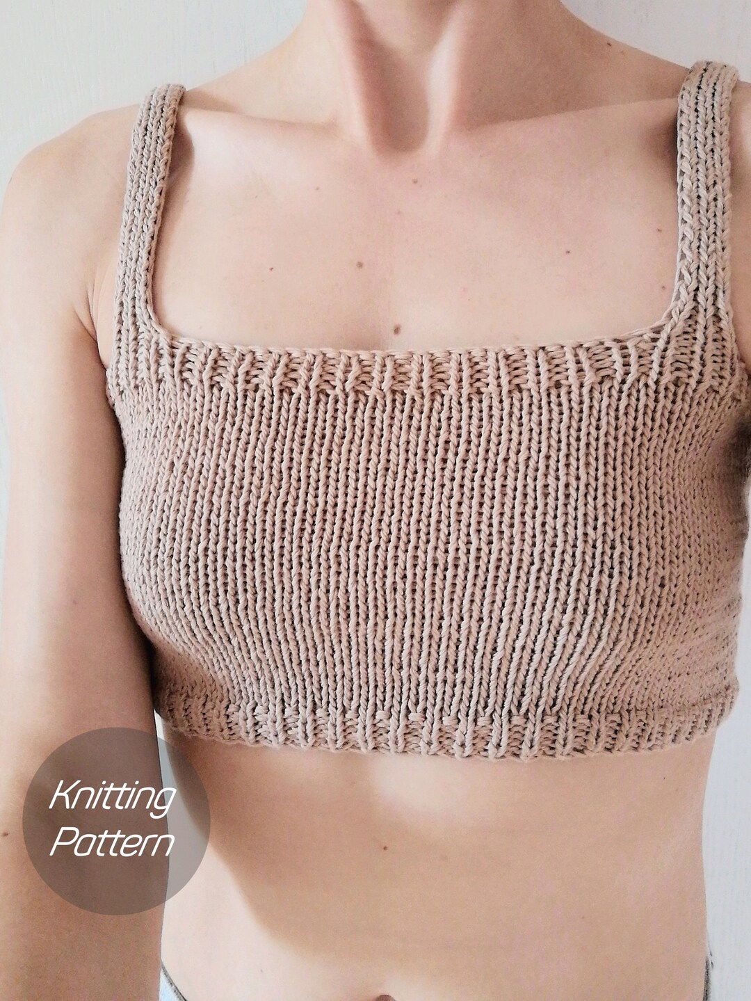 Knitting Pattern Crop Top Square Neck Crop Top One Size - Etsy