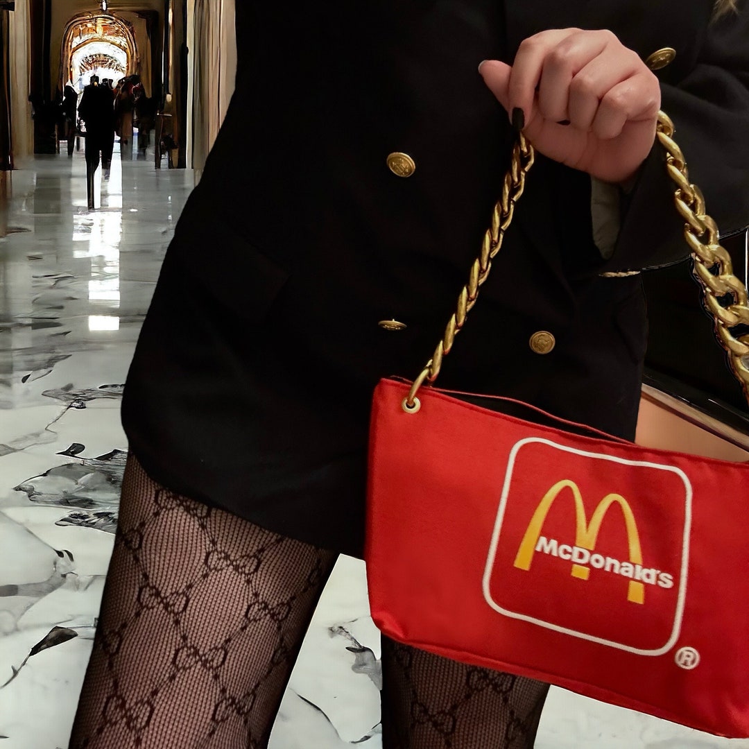 Upcycled Mcdonalds Shoulder Bag by ALTERE ECO, Chunky Gold Chain Strap ...