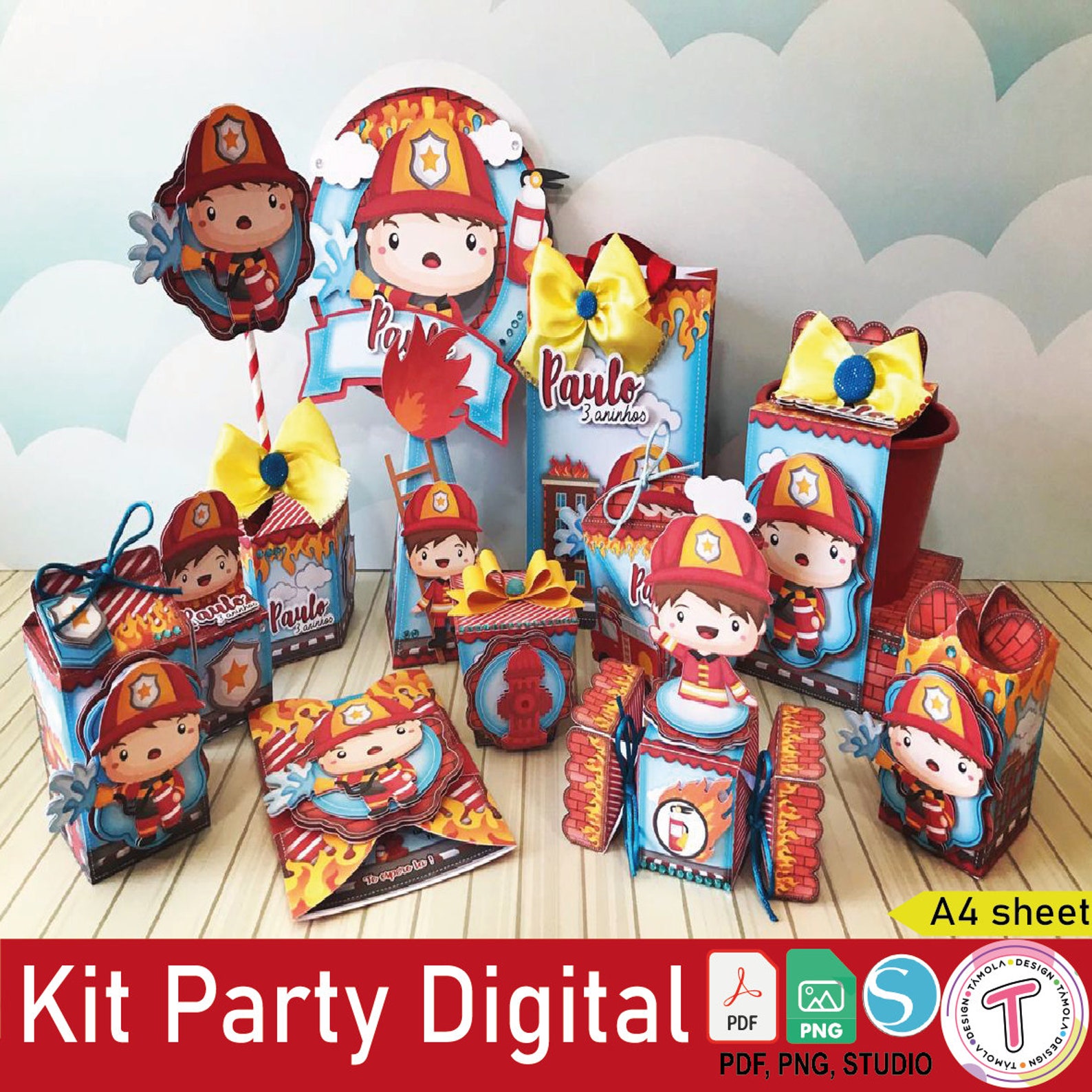 Firefighter cod02 Party Favors Boxes Personalized, Birthday Decoration ...