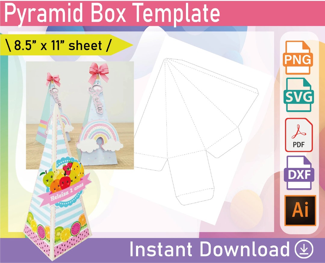 Pyramid Box Template Box Template 8.5x11 Sheet, Printable PDF Png SVG ...