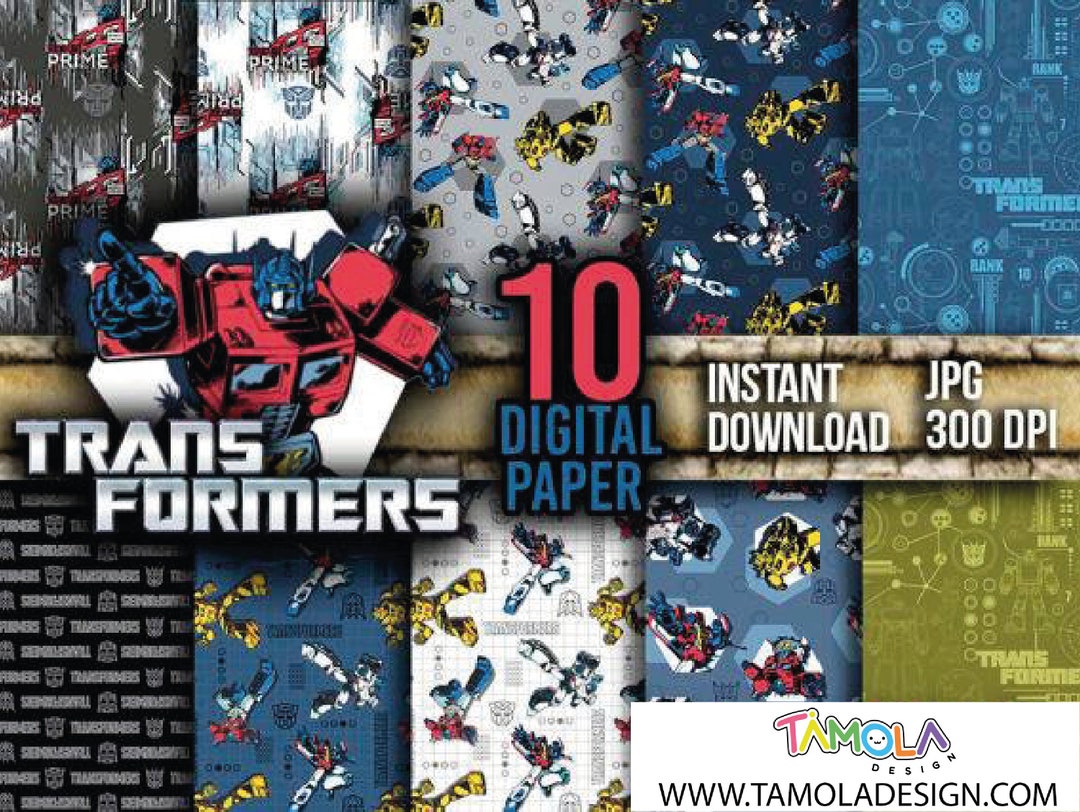 Transformers Digital Papers, Instant Download PNG 12in X 12in Scrapbook ...