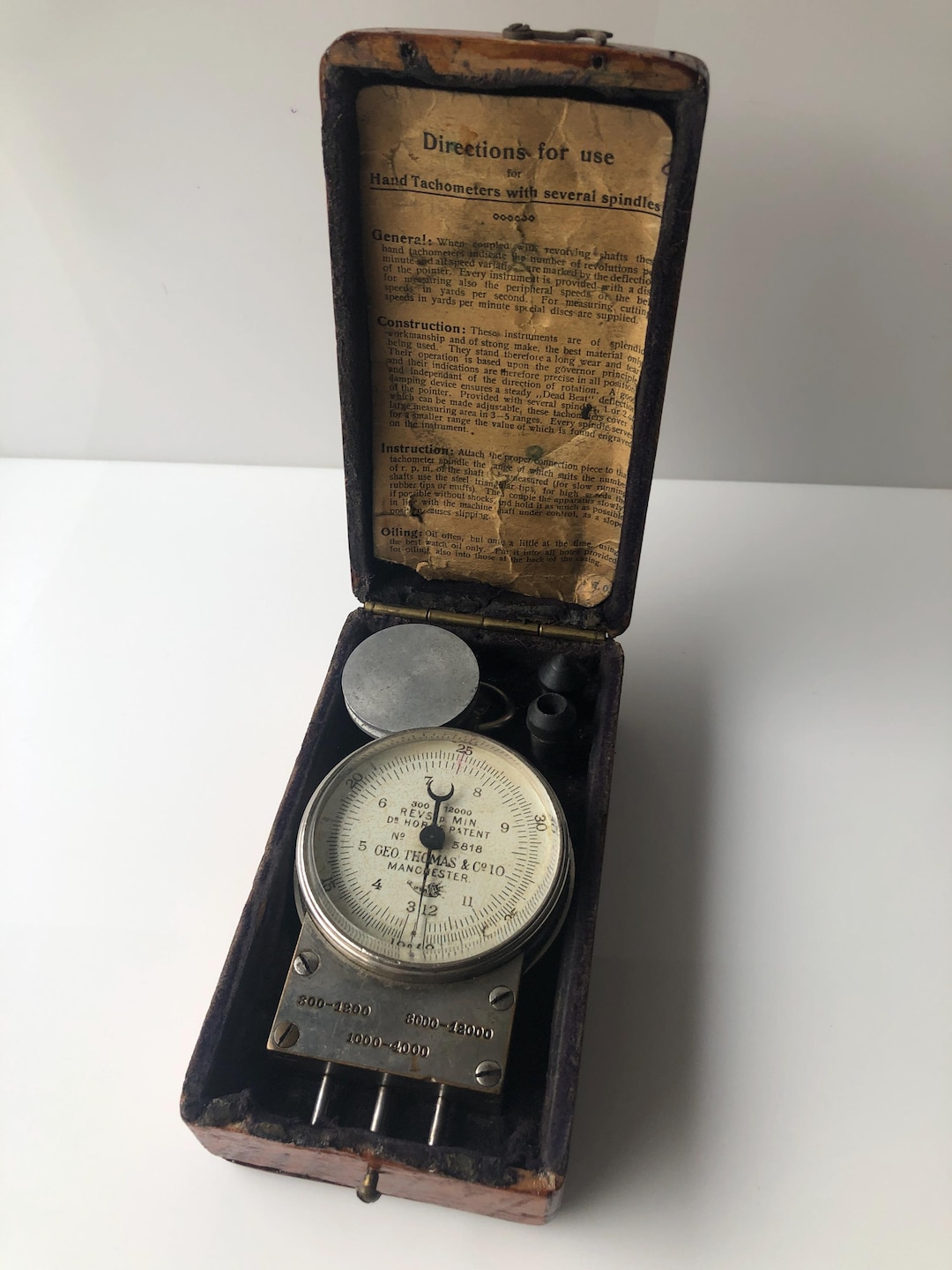 Oak Cased Dr Horns Patent Tachometer 8b, Geo Thomas & Co Manchester - Etsy