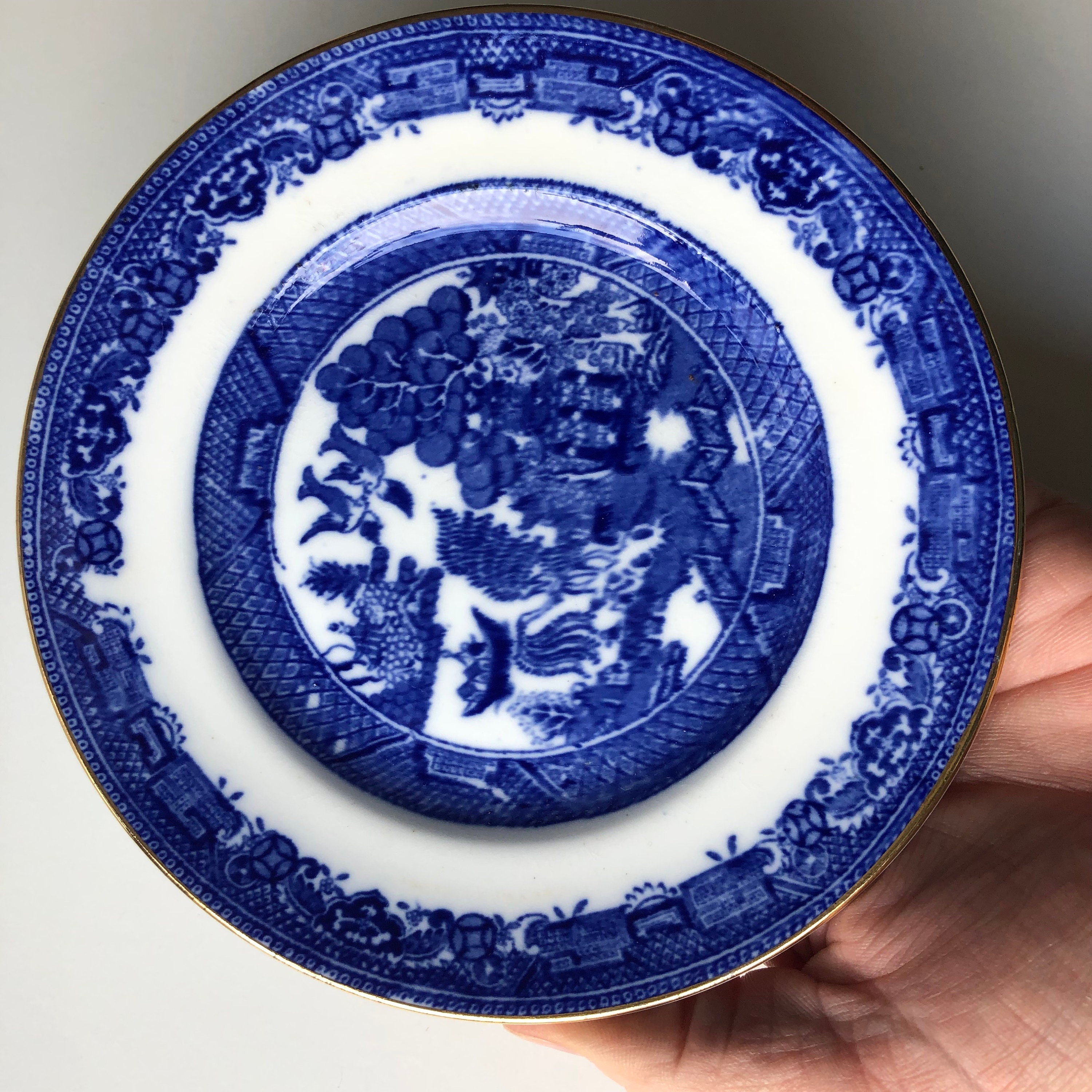 Antique Cobalt Blue & White Willow Pattern Flo Blue Victorian - Etsy