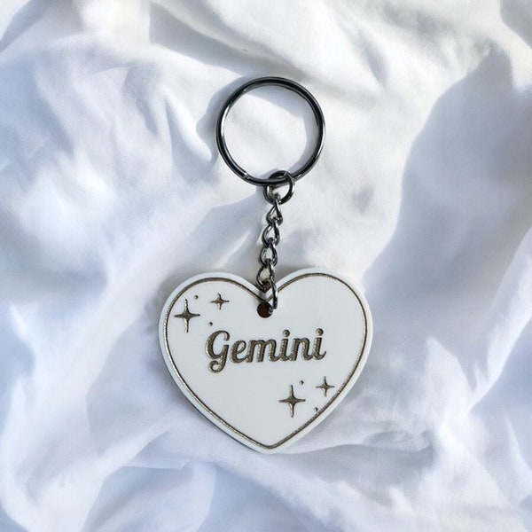 Zodiac Sign Heart Keychain - Etsy