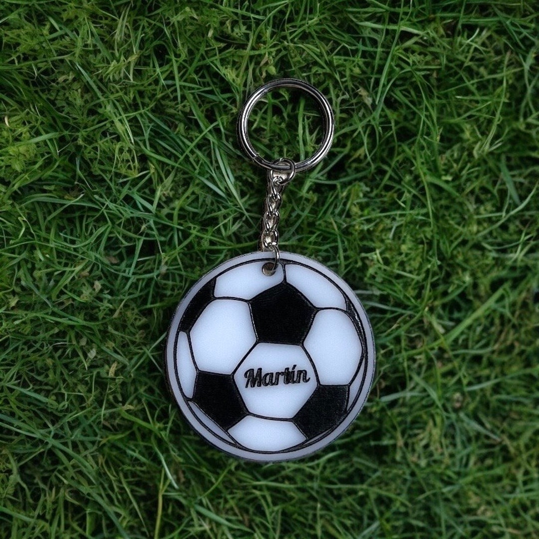 Engraved Personalized Acrylic Soccer Ball Design Key Ring Soccer Gift ...