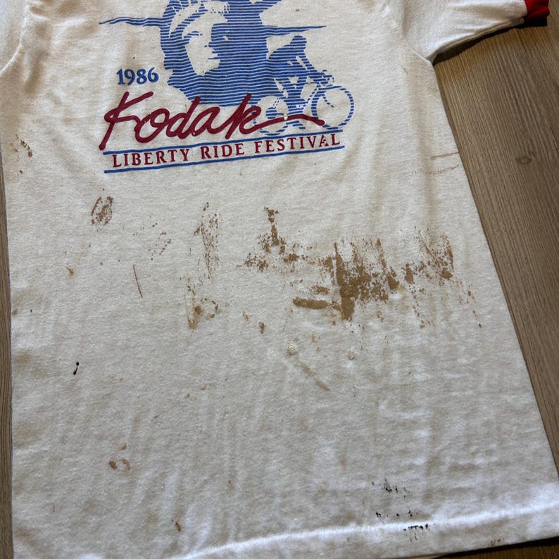 Vintage 1986 Kodak Liberty Ride Festival New York Cycling Biking Ringer ...