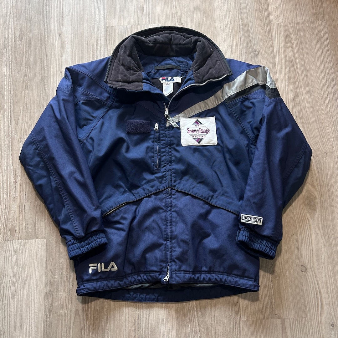 Men's Vintage Fila Snowy Range Wyoming Blue Heavy Ski Work Jacket Coat ...