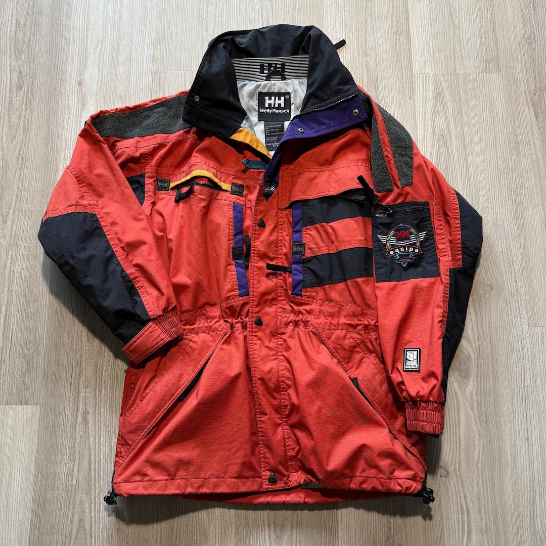 Men's Vintage 90's Helly Hansen Equipe Red Purple Aztec Parka Ski ...