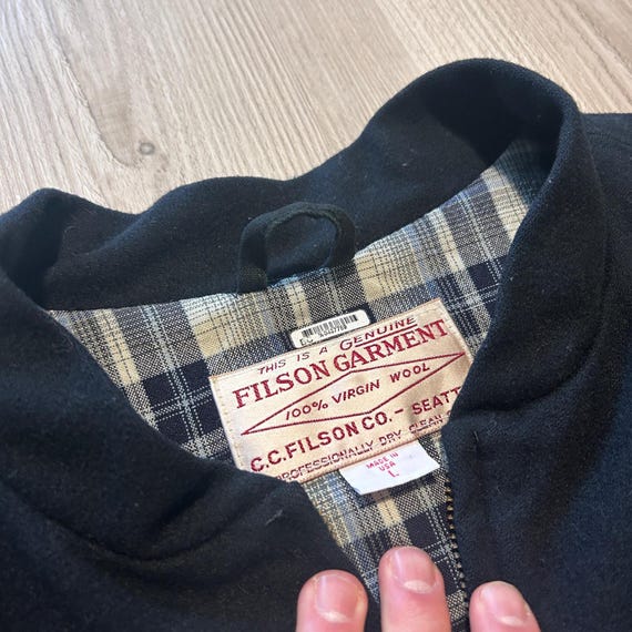 Men's Vintage 90's Filson Mackinaw Virgin Wool Black … - Gem
