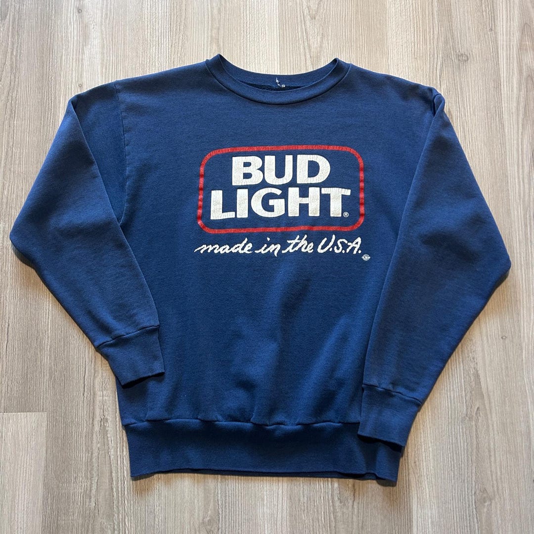 Vintage 90's Budweiser Bud Light Made in the USA Crewneck Sweatshirt Sz ...