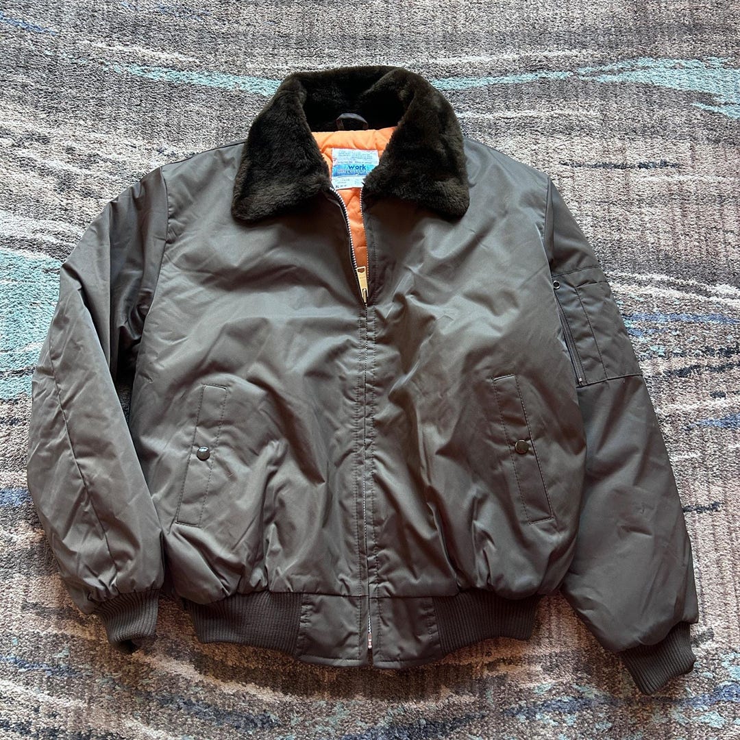 Men's Vintage 70's Sears Work Leisure Brown Quilted Bomber Flight ...