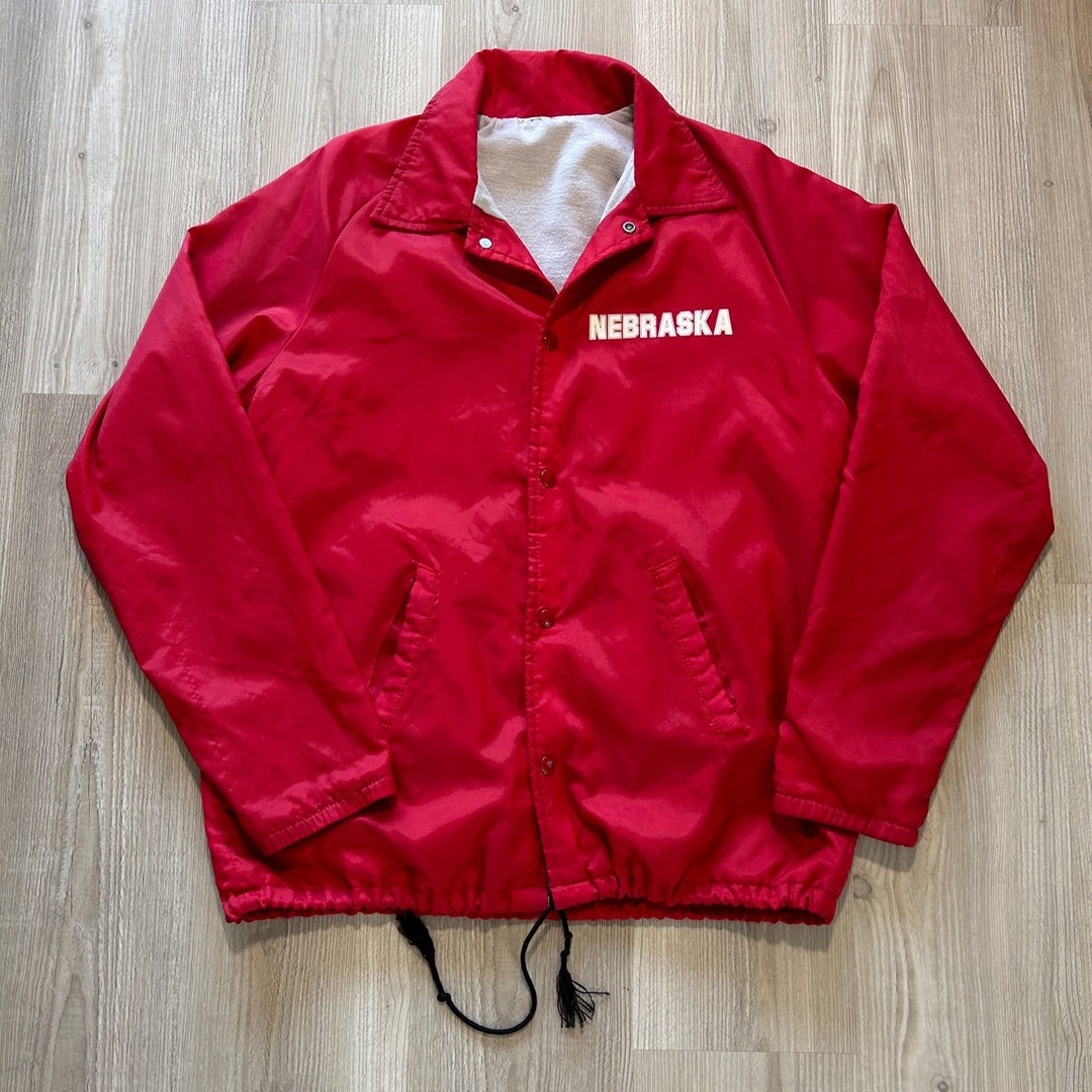 Men's Vintage 80's Nebraska Corn Huskers Red Snap Track Windbreaker ...