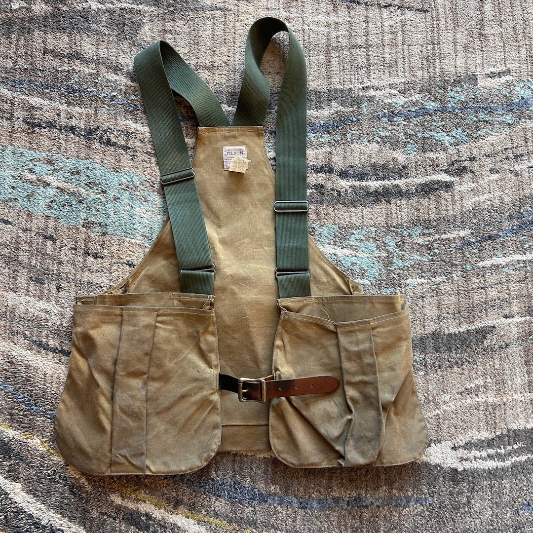 Mens Vintage 80s Filson Upland Game Waxed Tin Cloth Hunting Vest Sz ...