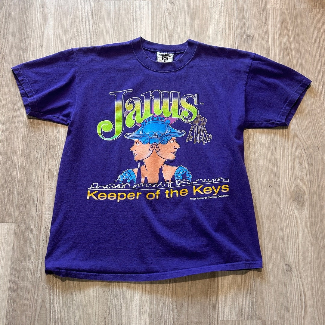 Vintage 1994 Janus Keeper of the Keys Purple Green Roman God Tee Shirt ...