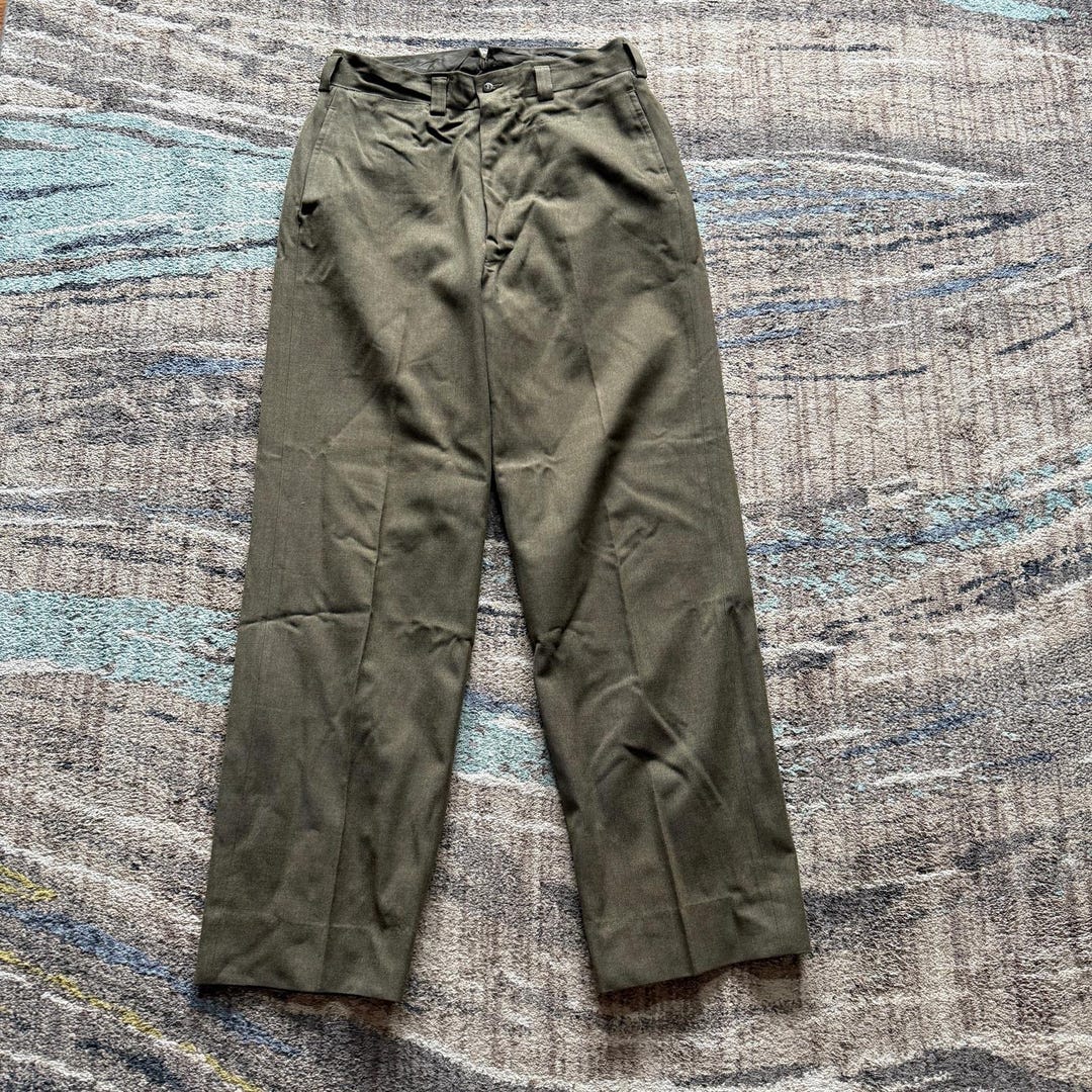 Men's Vintage 1940's US Army WW2 Green Wool Field Pants Trousers Sz 31 ...
