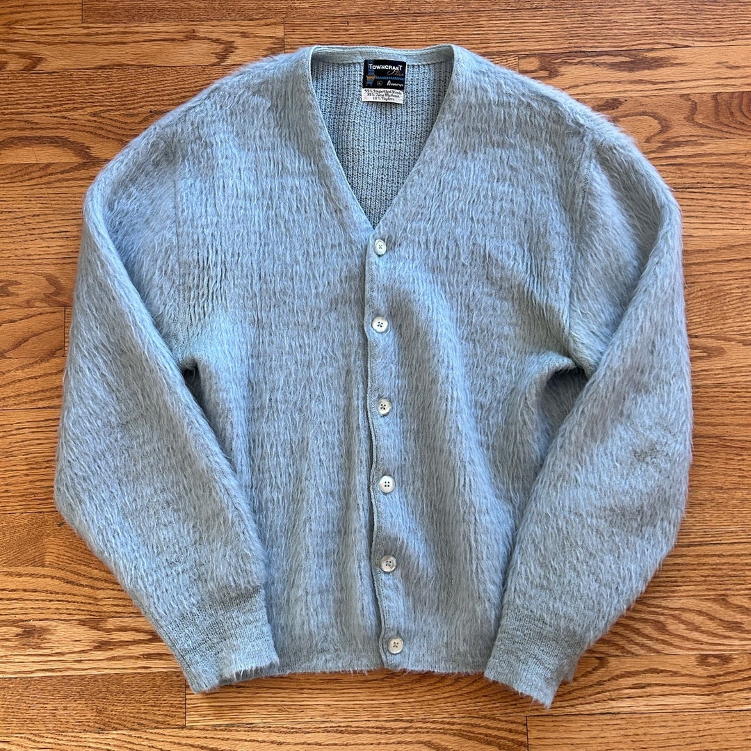 Vintage 60s Towncraft Penneys Light Blue Wool Mohair Grunge Cardigan ...