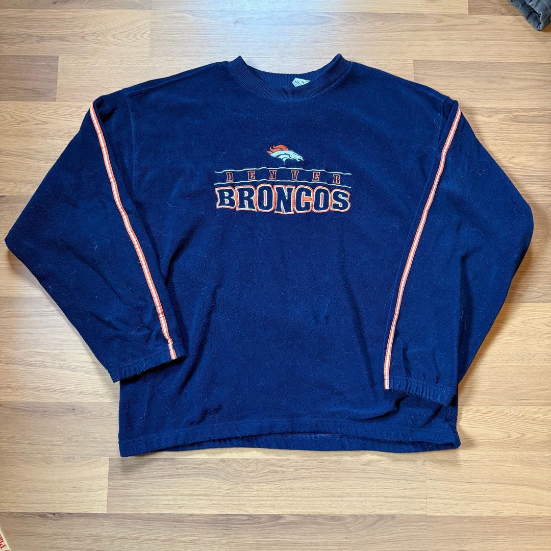 Vintage 90's Denver Broncos Navy Blue Fleece Crewneck Pullover ...