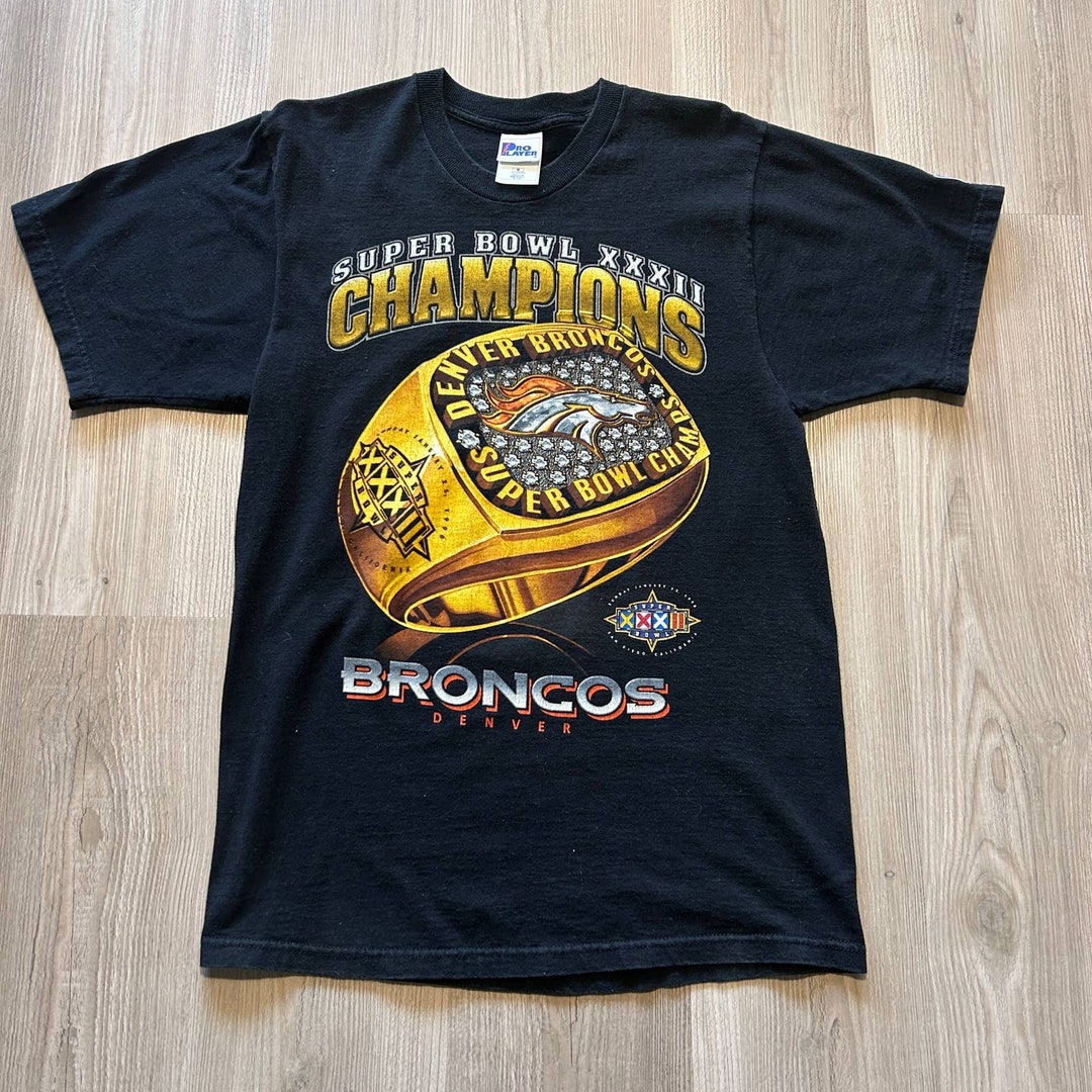 Vintage 1998 Denver Broncos Super Bowl Champions Black Gold Ring Shirt ...