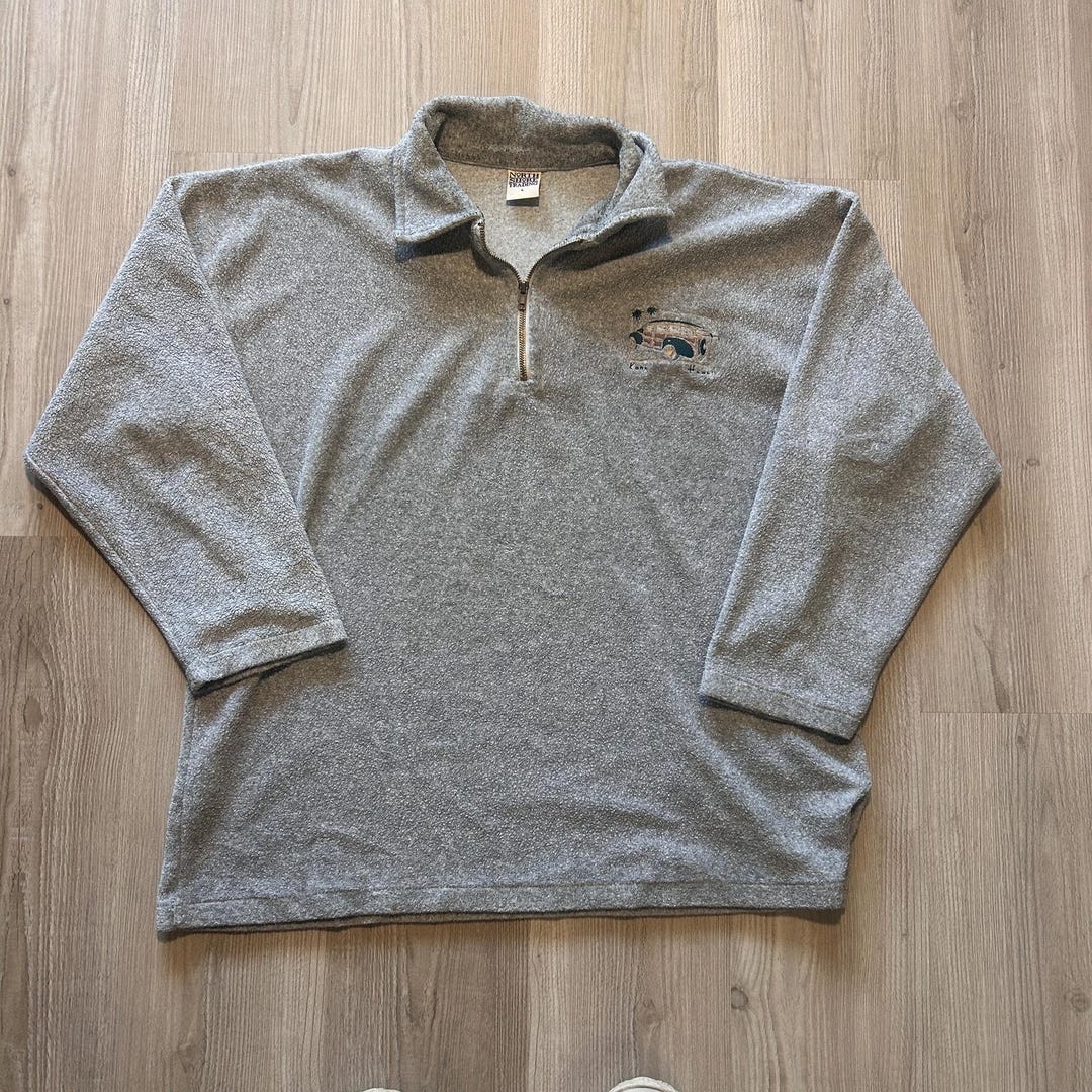Vintage 90's Kona Hawaii Gray Fleece 1/4 Zip Pullover Jacket Sweatshirt ...