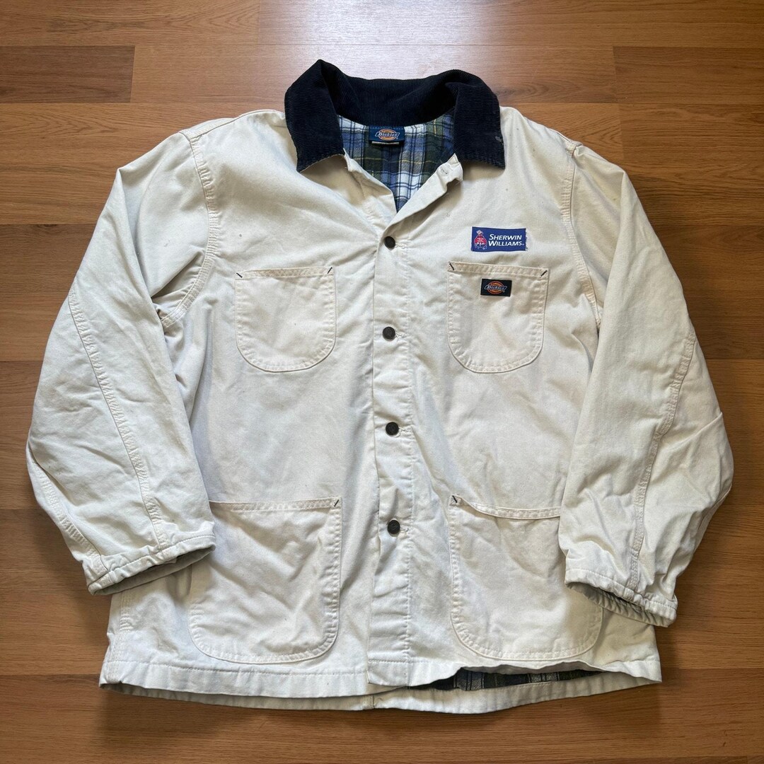 Men's Vintage Dickies Sherwin Williams Flannel Lined White Chore Coat ...