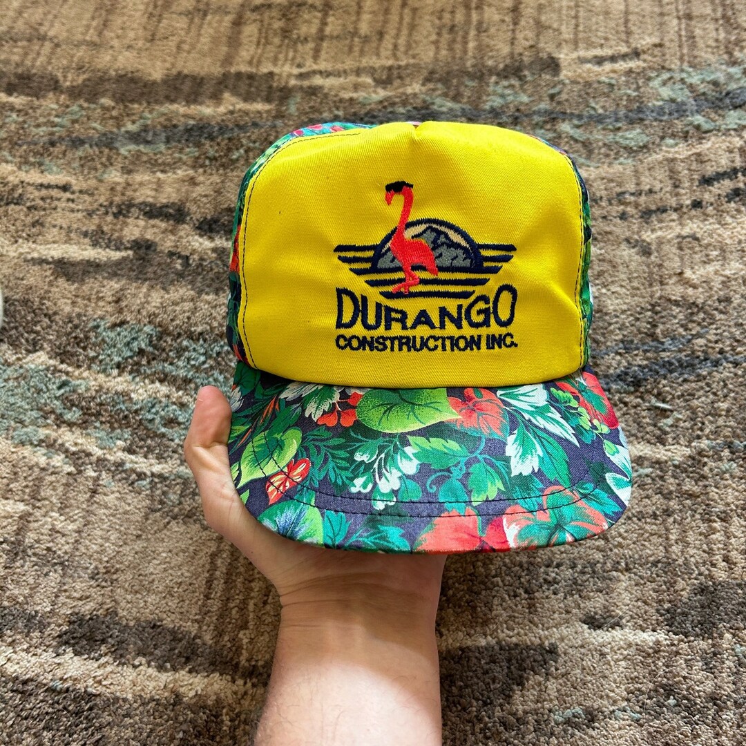 Vintage 90s Durango Colorado Construction Inc. Tropical Flamingo Snapback Hat - Etsy