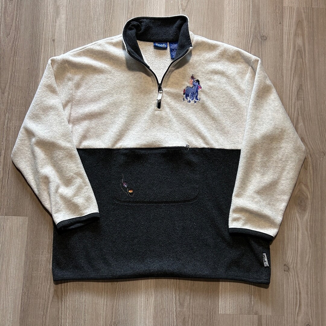 Vintage Winnie the Pooh Eeyore Grey Zip Fleece Pullover Jacket ...