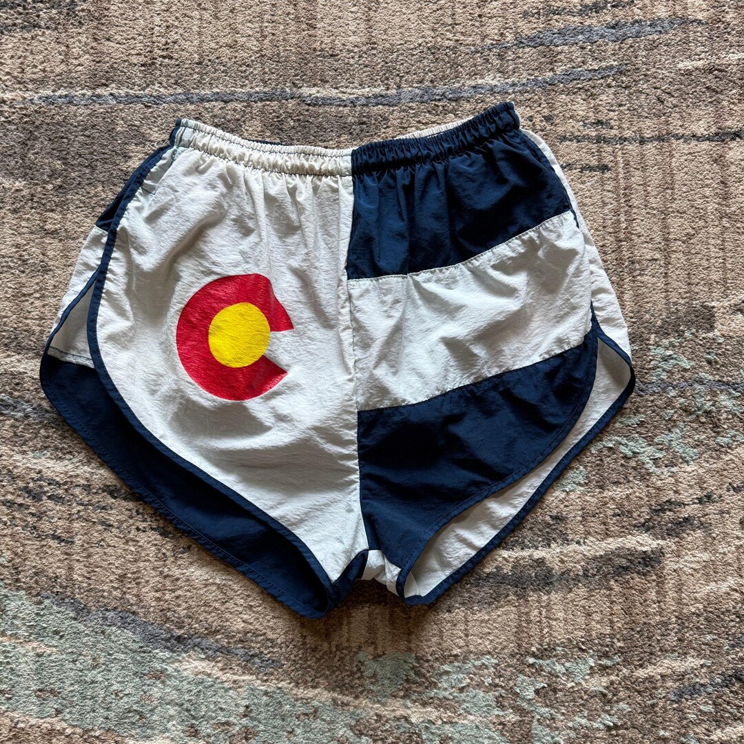 Men's Vintage 90's Colorado State Flag Lined Running Short Shorts Sz ...
