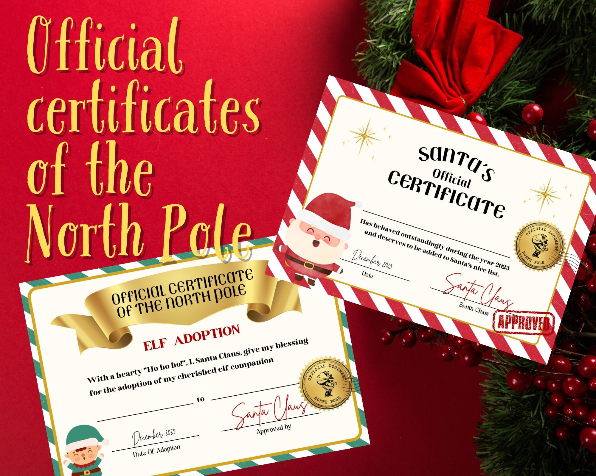 Printable North Pole Certificates Elf Kit Christmas Elf - Etsy