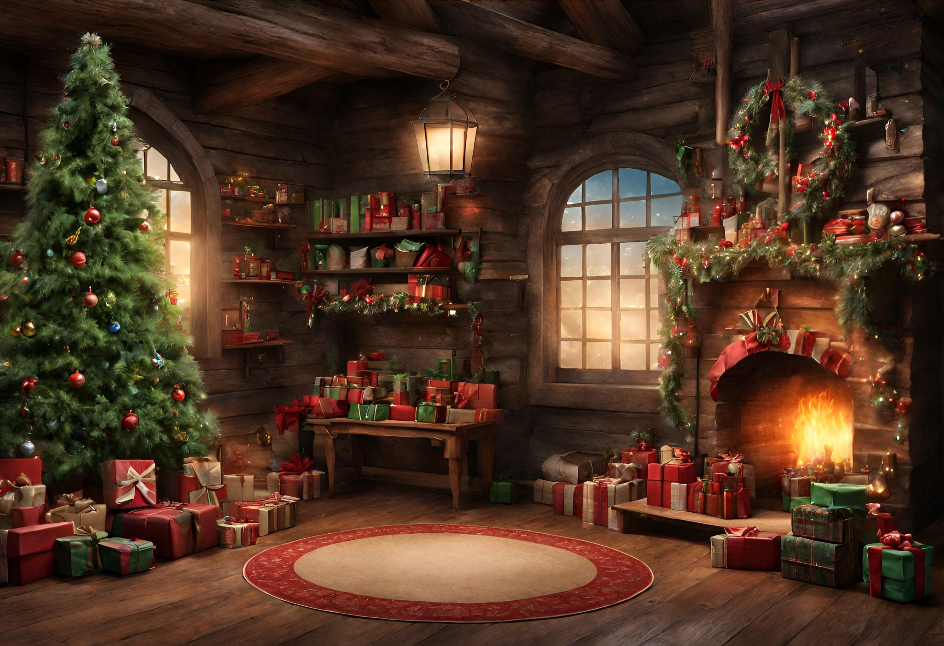 Enchanting Santa's Workshop Digital Backdrop Bundle: Festive Christmas ...