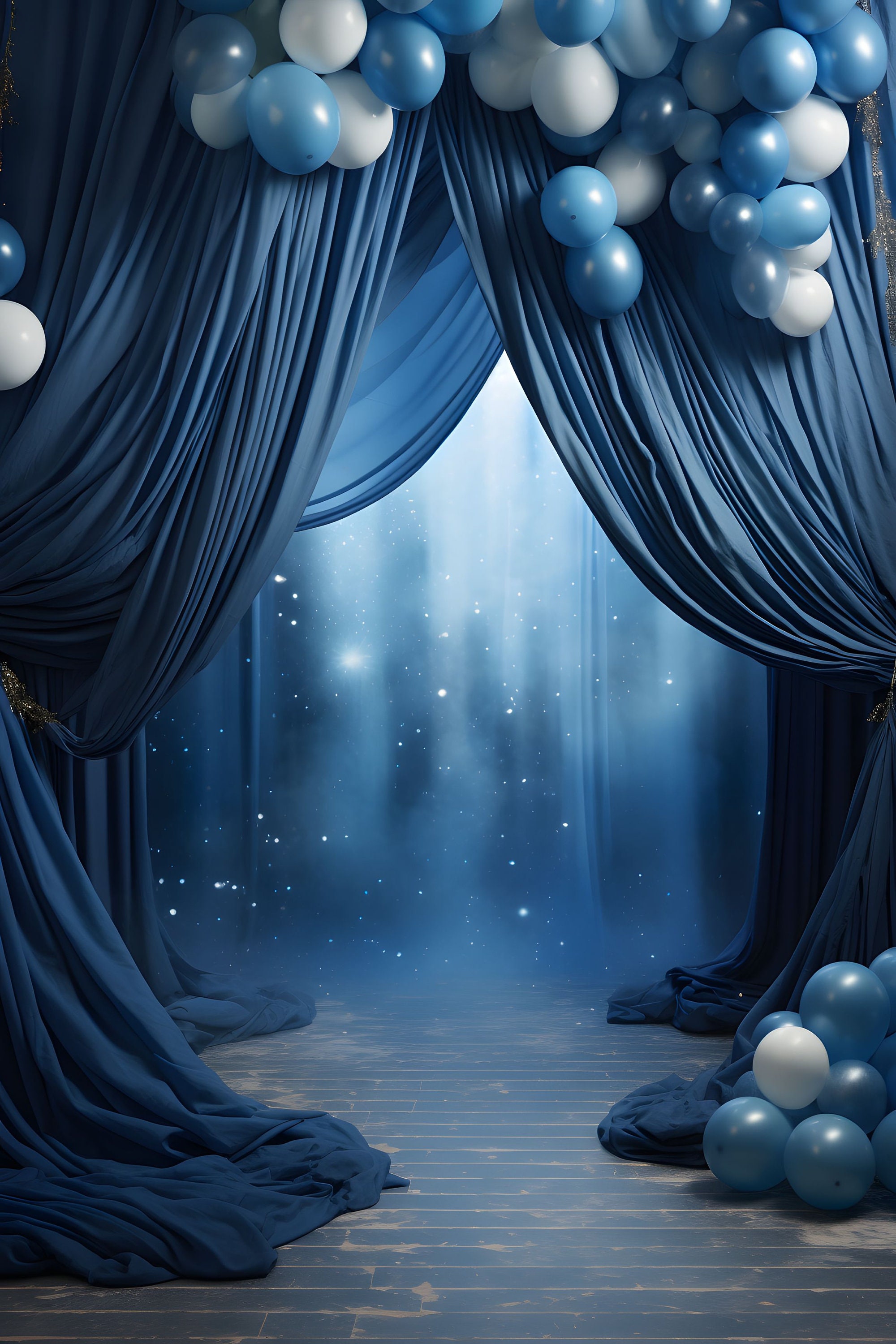 Blue Balloon Digital Backdrop Bundle - Party Decor and Celebration ...