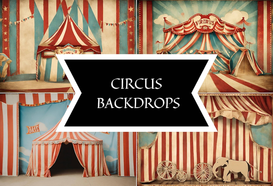 Vintage Circus Backdrop Bundle - Digital Files for Carnival Party Decor ...