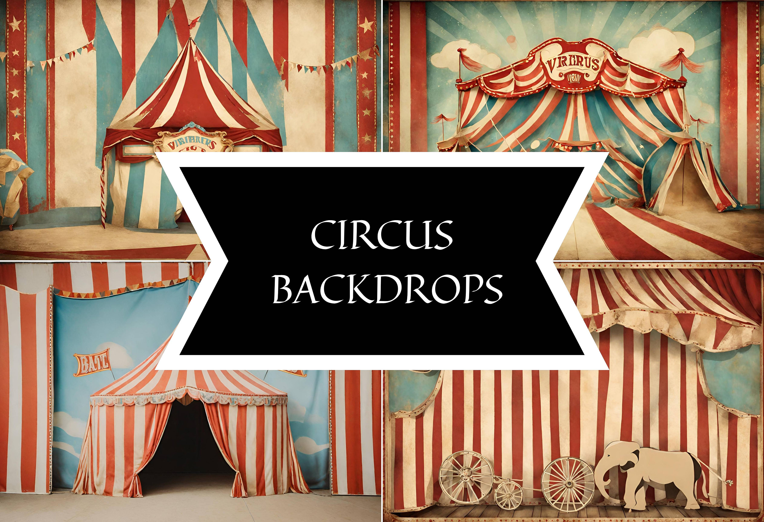 Vintage Circus Backdrop Bundle - Digital Files for Carnival Party Decor ...