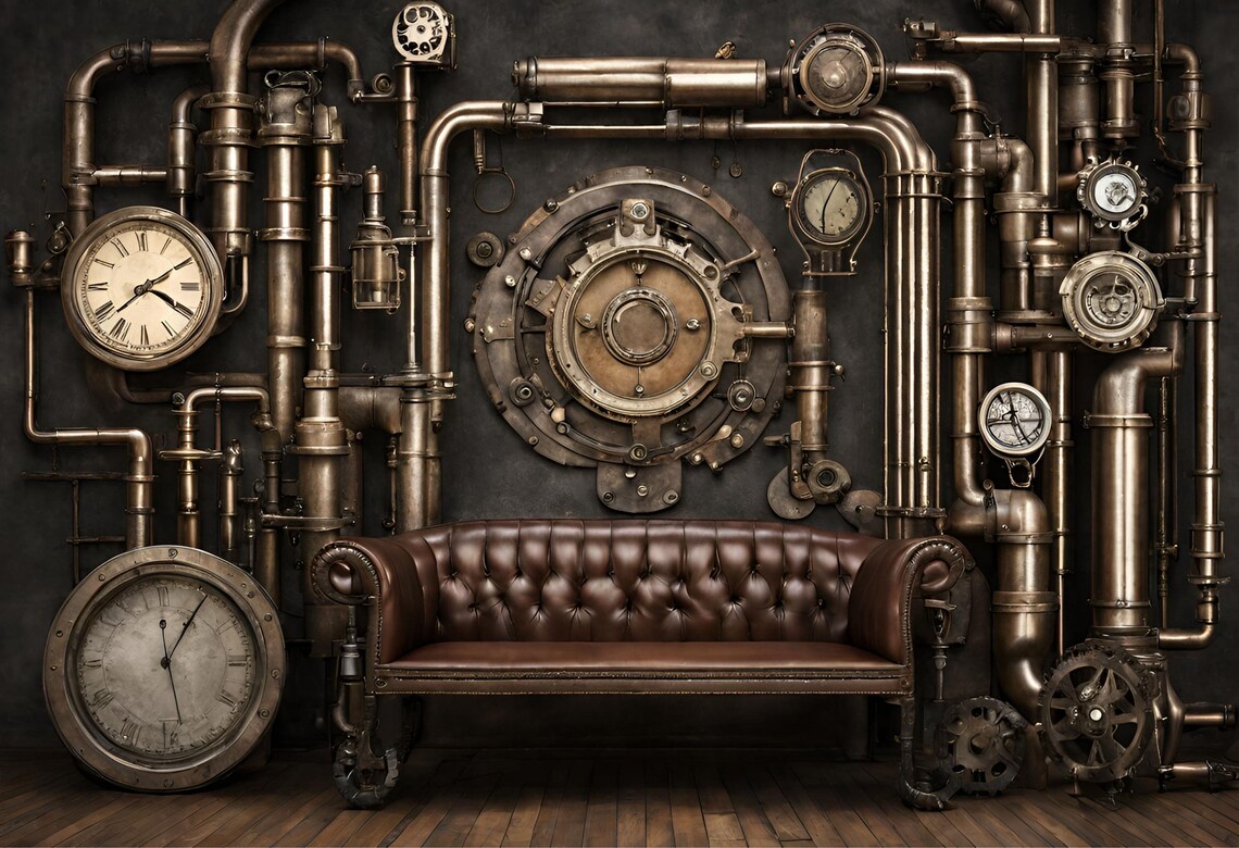 Steampunk Digital Backdrop Bundle Victorian Industrial Fantasy ...