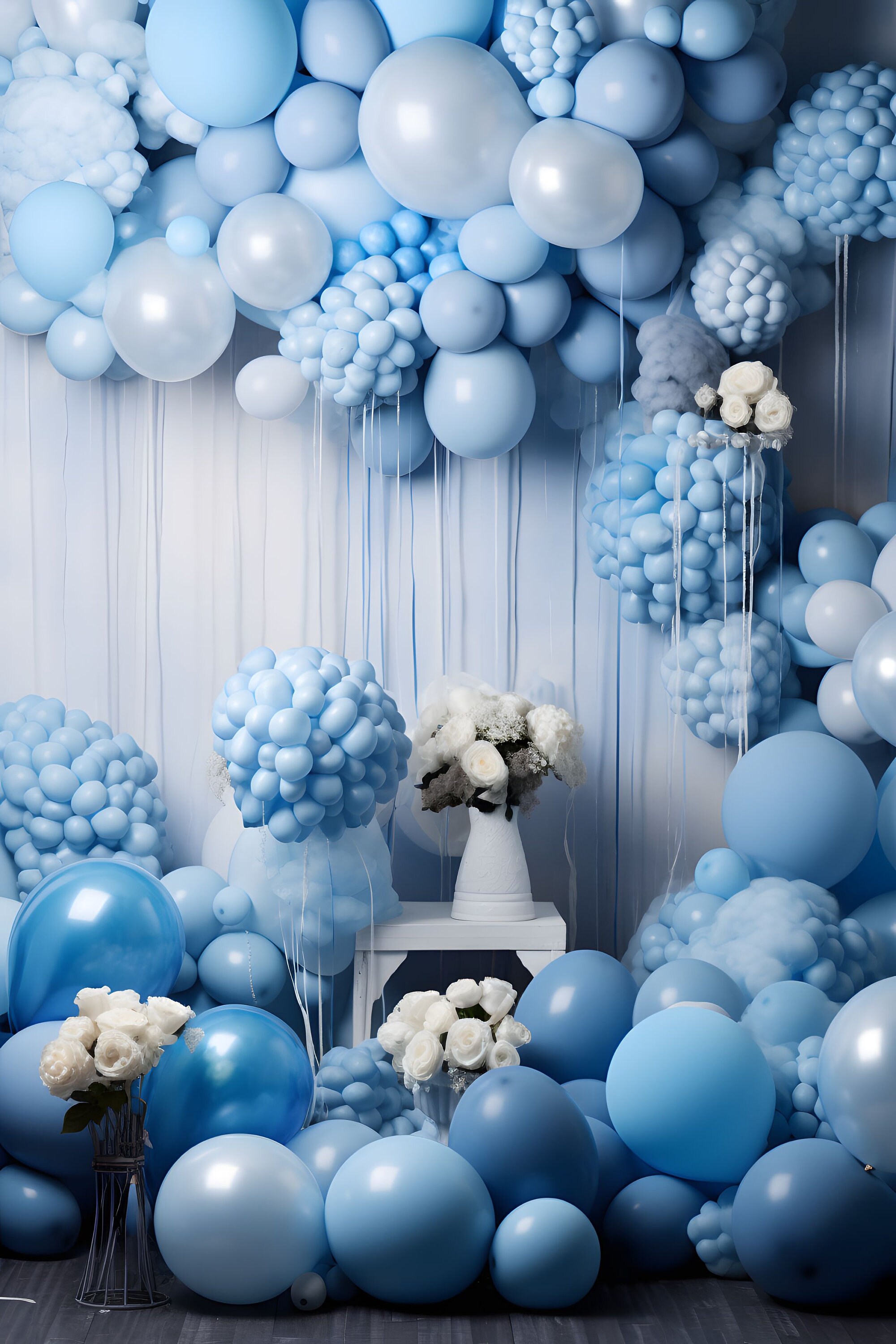 Blue Balloon Digital Backdrop Bundle - Party Decor and Celebration ...