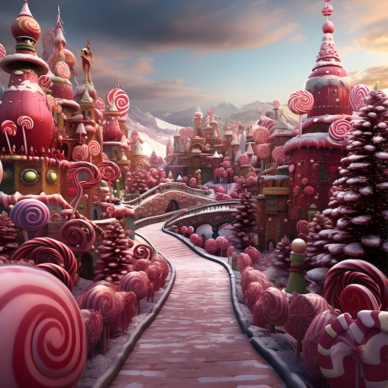 Christmas Wonderland Digital Backdrop Bundle - Candy Cane Lane Scenes ...