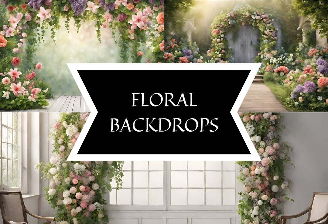 Digital Floral Backdrop Bundle - Printable Flower Backgrounds for ...