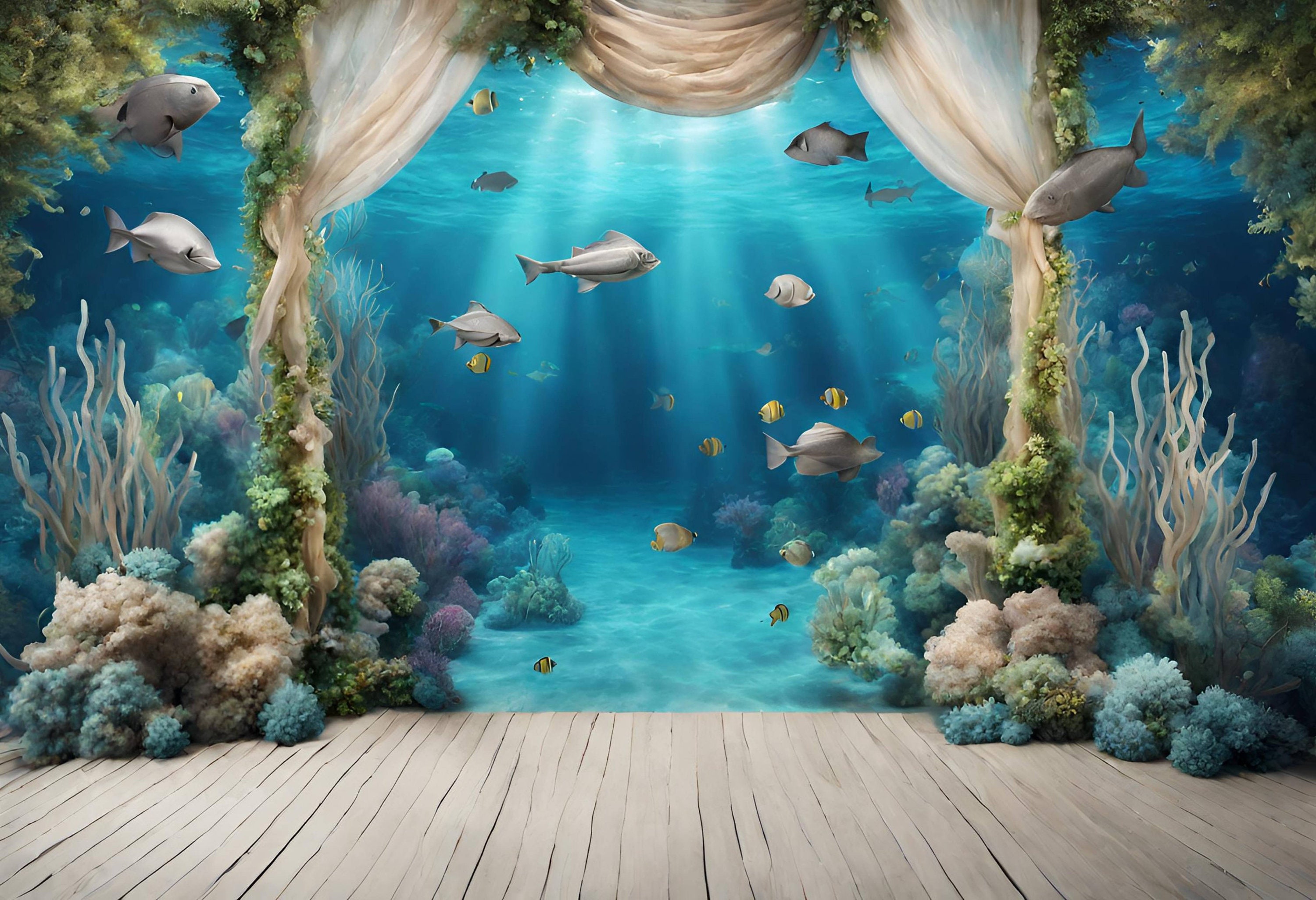 Underwater Backdrop Bundle Digital Ocean Backgrounds for Photography ...