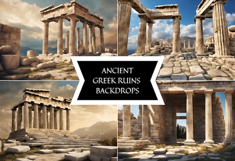Ancient Greek Ruins Digital Backdrop Bundle - Mythical Aesthetic ...