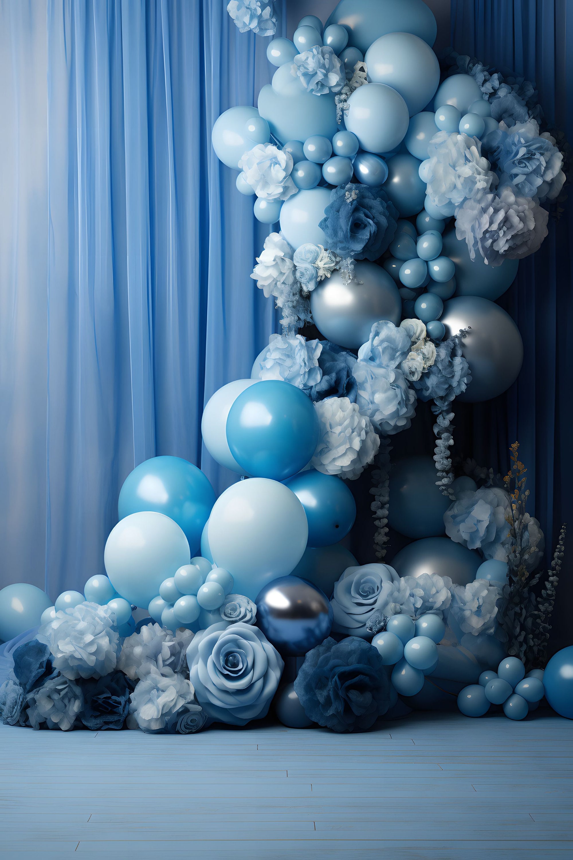 Blue Balloon Digital Backdrop Bundle - Party Decor and Celebration ...