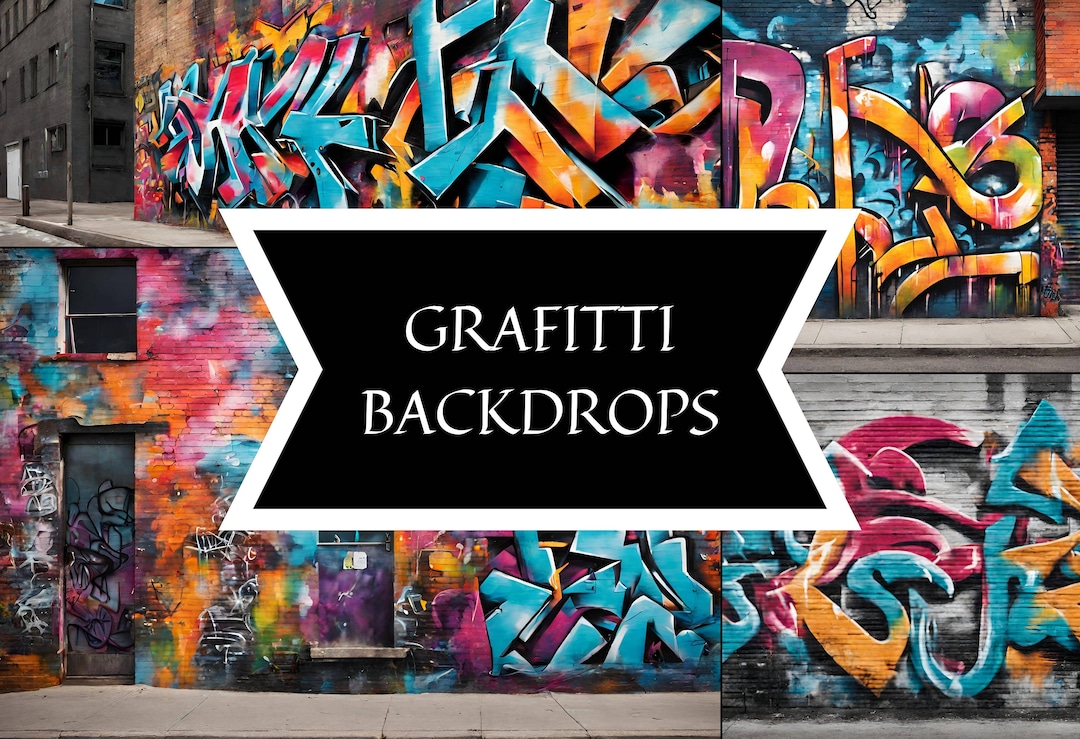 Urban Graffiti Backdrop Bundle: Street Art Spray Paint Backgrounds for ...