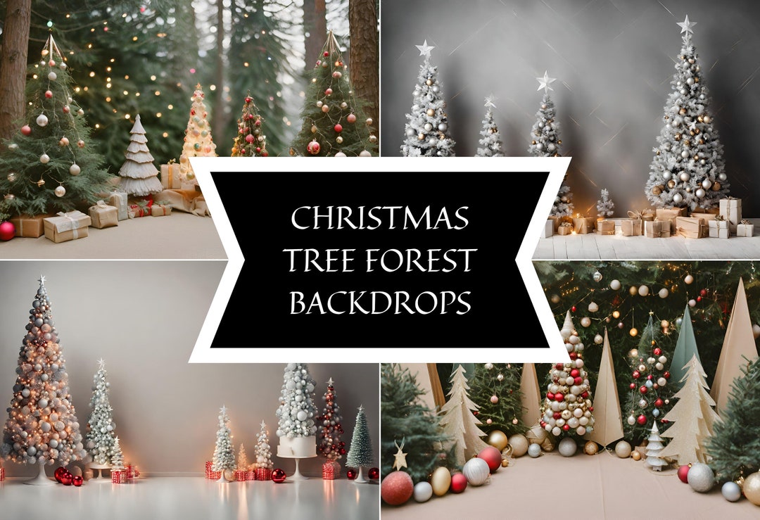 Christmas Tree Digital Backdrop Bundle Festive Holiday Backgrounds for ...