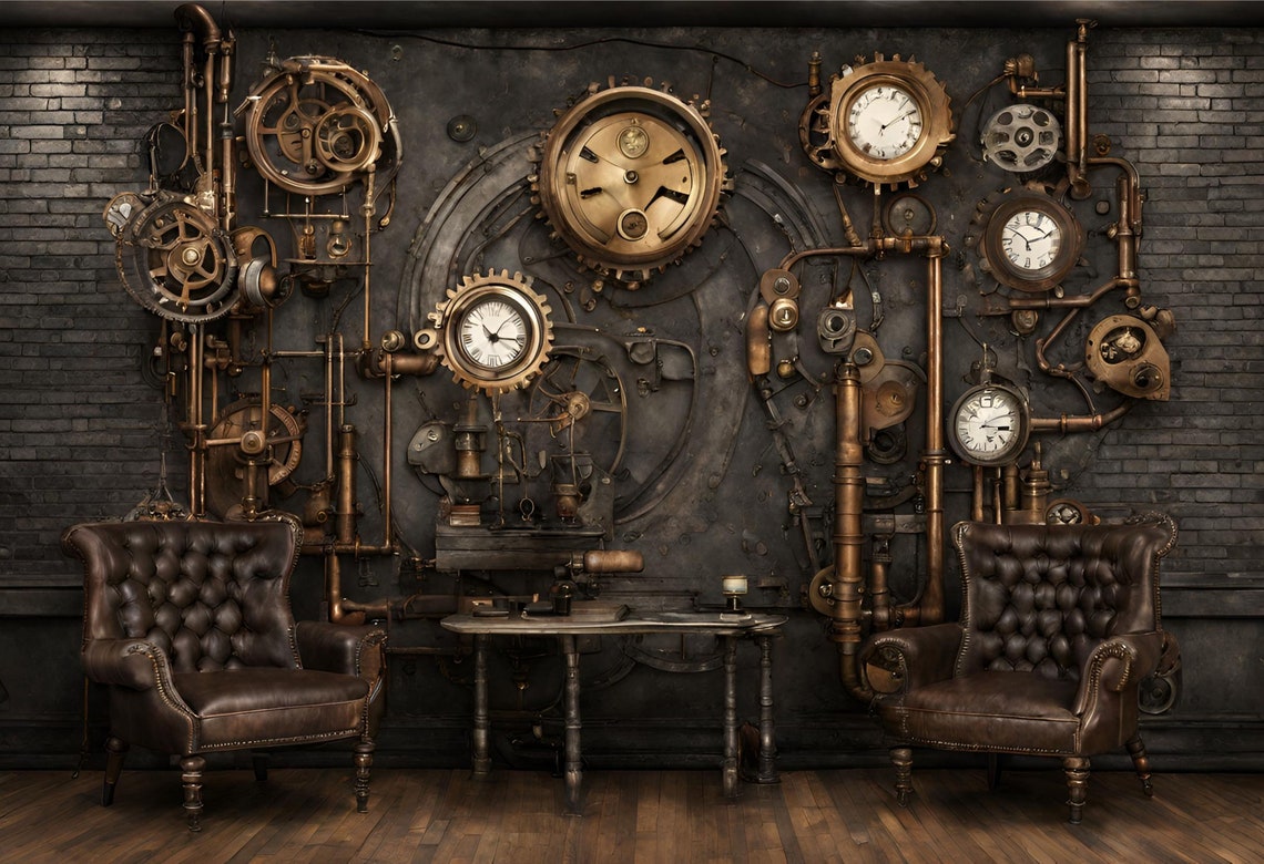 Steampunk Digital Backdrop Bundle Victorian Industrial Fantasy ...