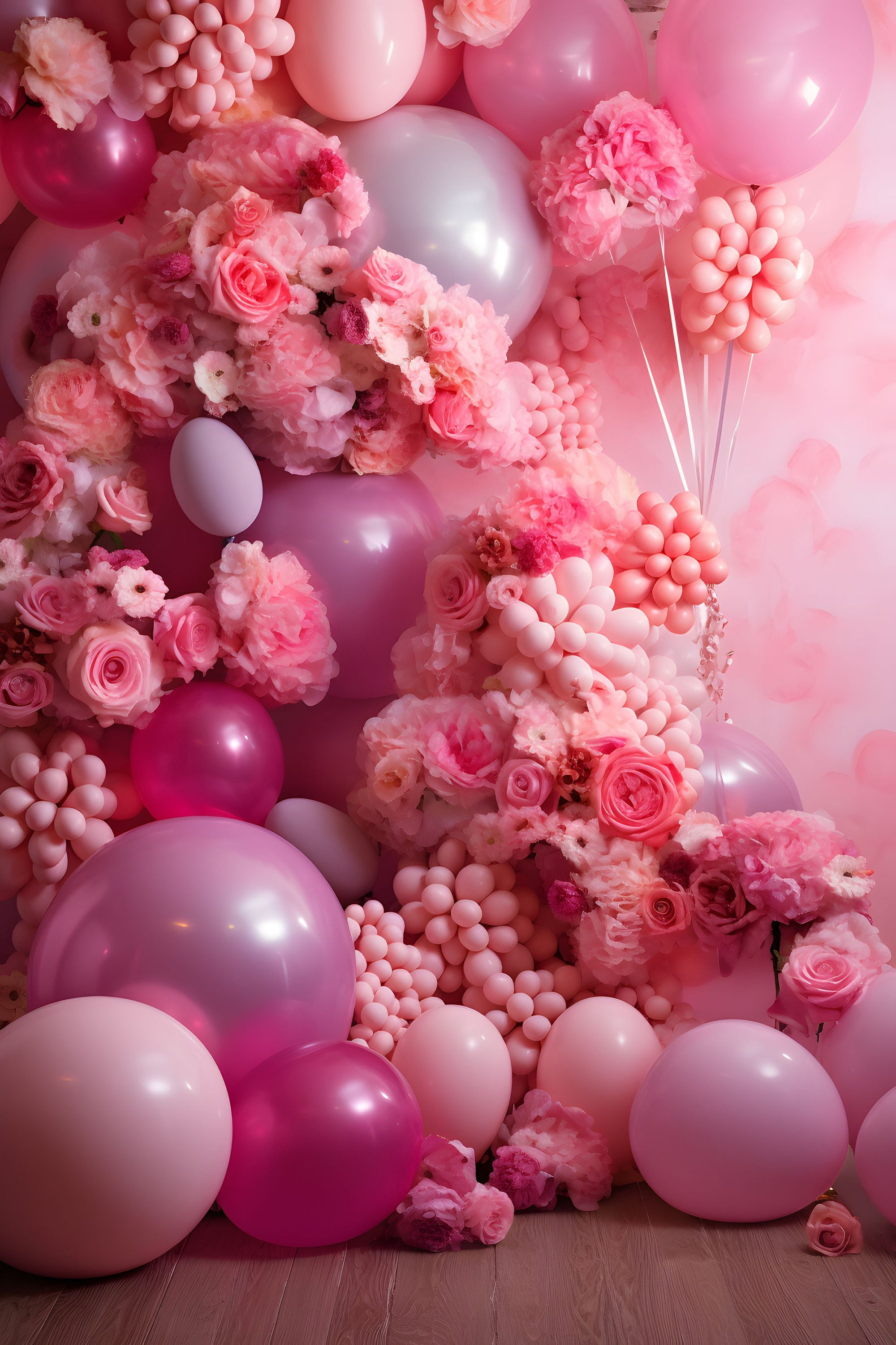 Pink Balloon Bliss Digital Backdrop Bundle - Ideal for Birthday Parties ...